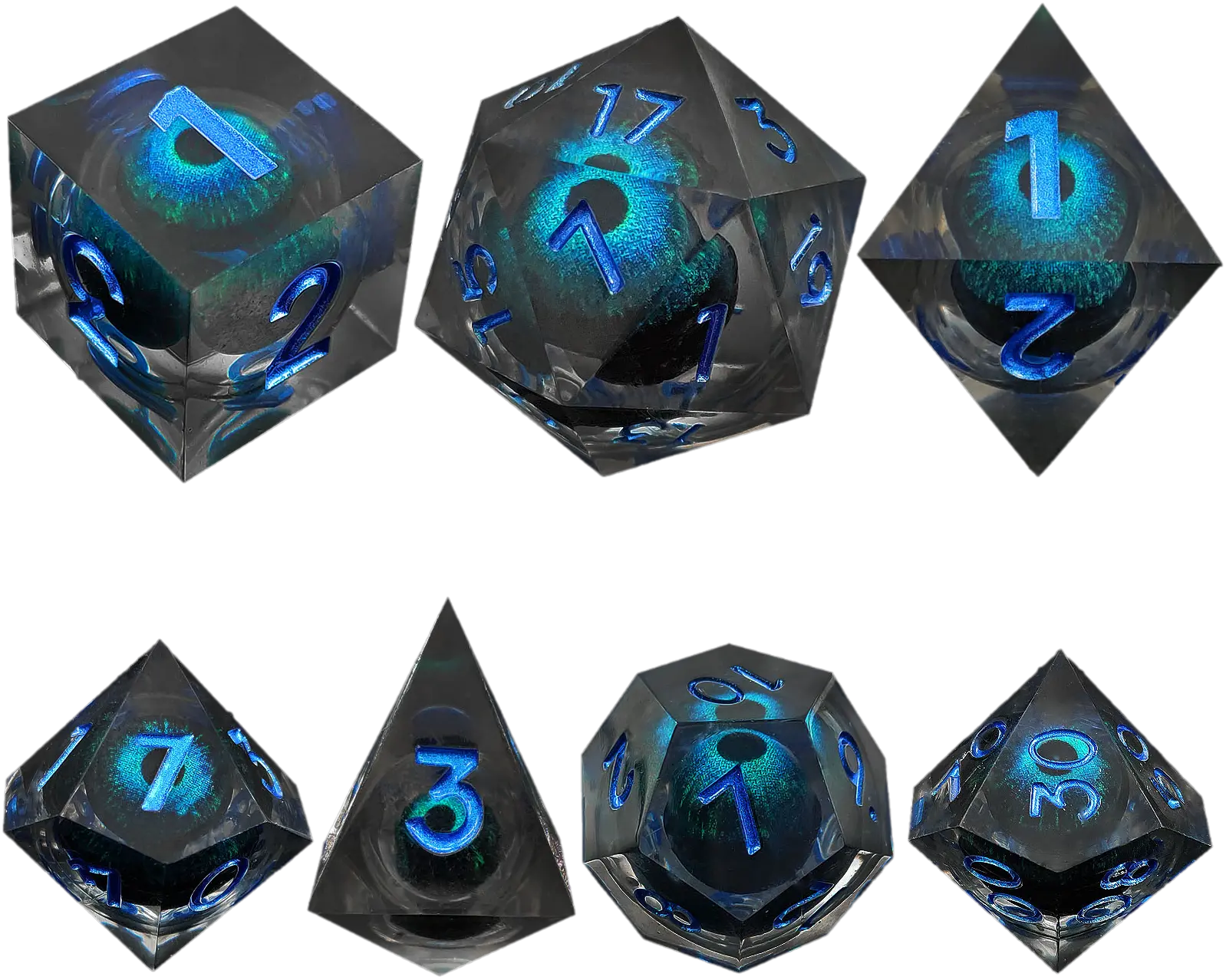 Azure Abyss Dragon's Eye Sharp-Edged Resin Dragon Eye Dice – DND Dice ...