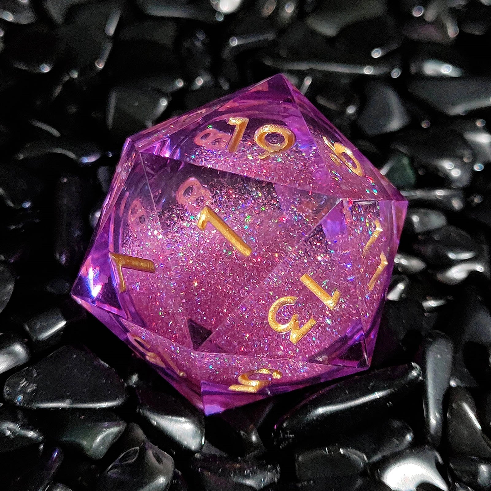 Celestial Enchanted Stardust Liquid Core Sharp-Edged Resin D20 Dice ...